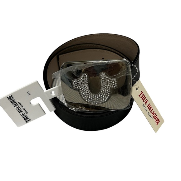 True Religion | Accessories | True Religion Rhinestones Black Leather ...